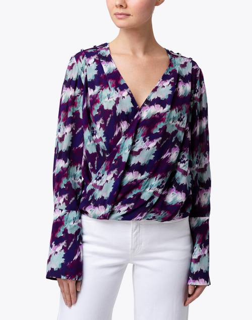 Sabil Purple and Blue Abstract Floral Blouse | Santorelli