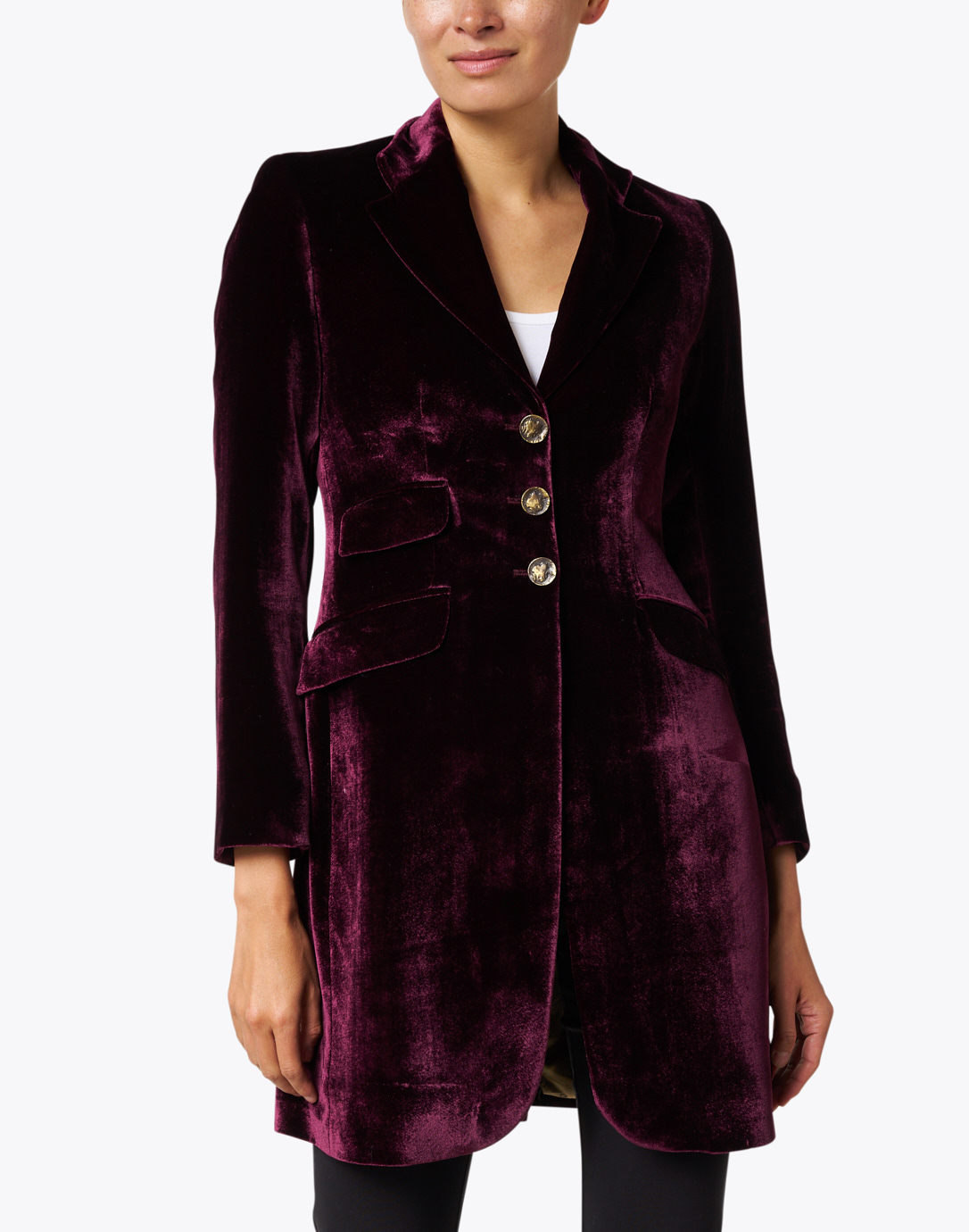 Plum Velvet Classic Coat | T.ba | Halsbrook
